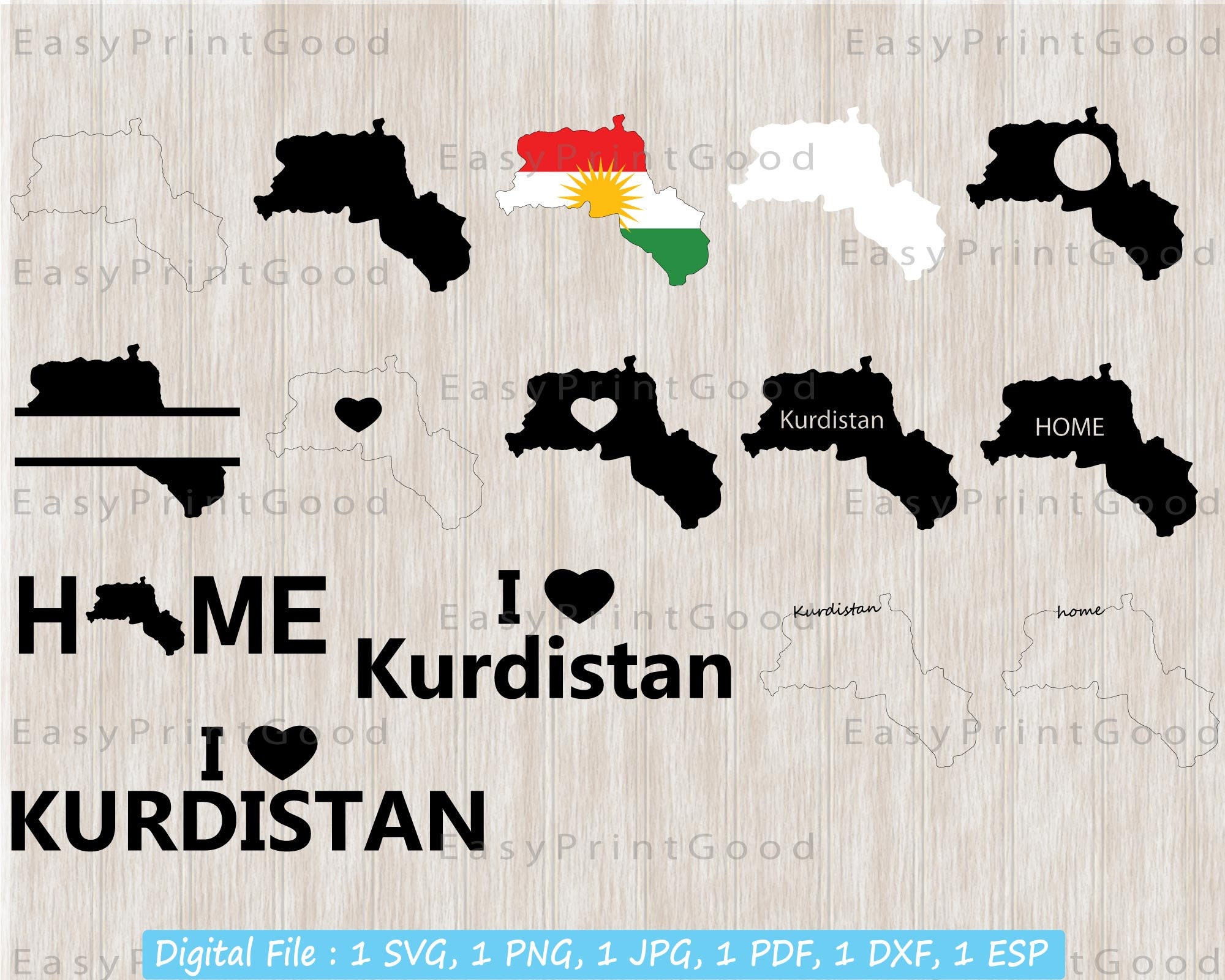 Kurdistan Svg Bundle Kurdistan Clipart Kurdistan Map Svg - Etsy