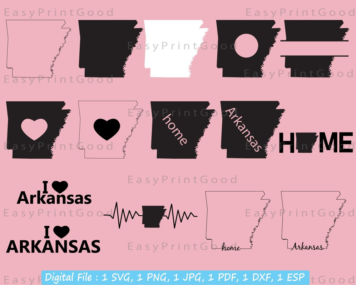 Arkansas State SVG Bundle: Map Outline, Home Designs (digital Download ...