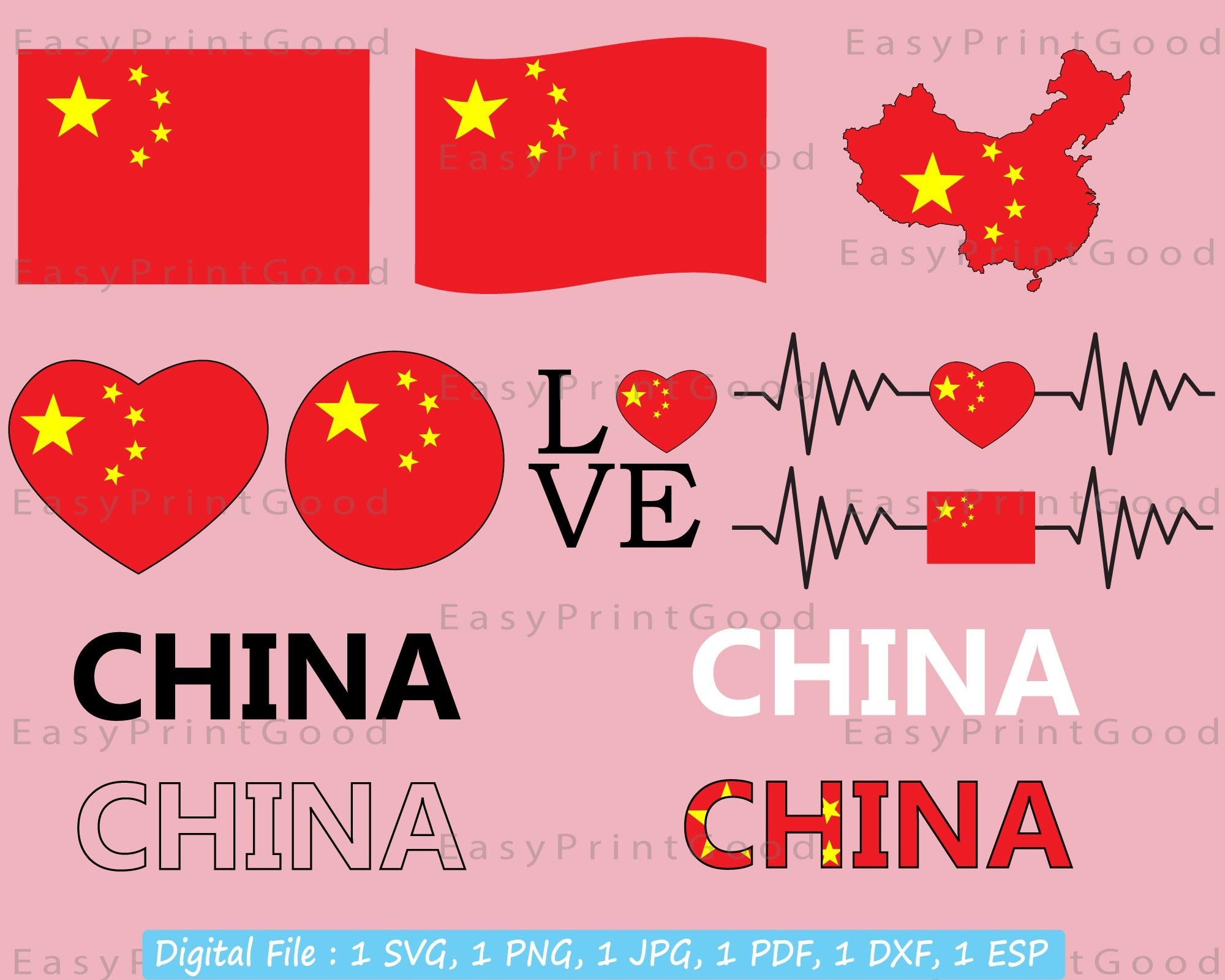 China Flag svg bundle Bandera china svg Nombre chino | Etsy