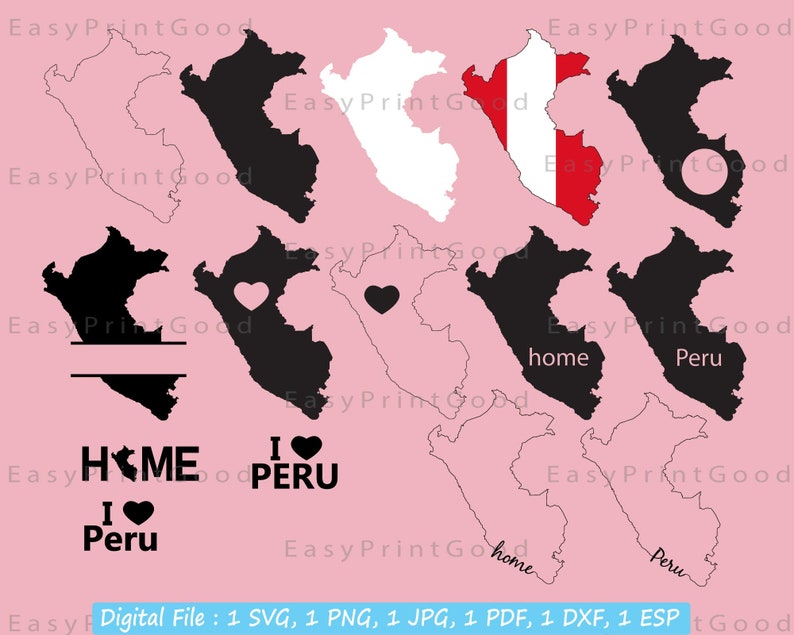 Peru Svg Bundle Peru Map Outline Peru Map Love Home - Etsy