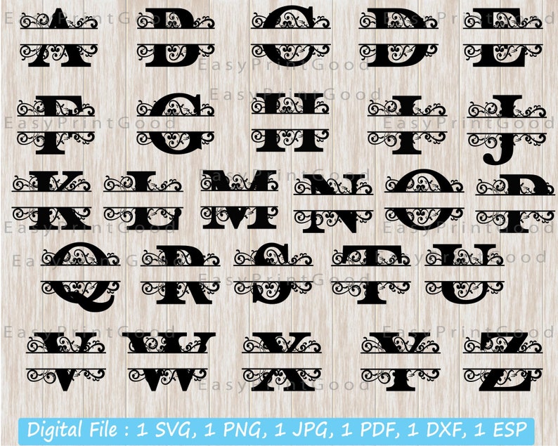 Alphabet Monogram Svg Split Letter Monogram Svg Split | Etsy