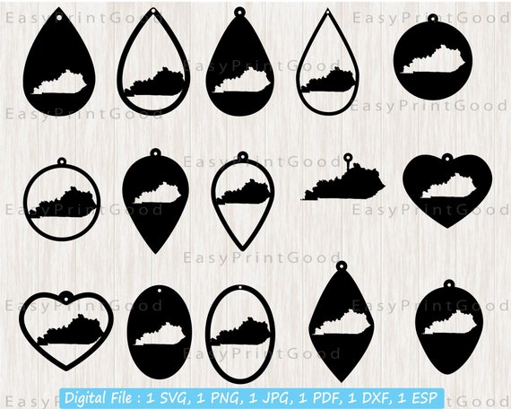 15 Kentucky Earring Svg Kentucky Shapes Earrings Template - Etsy