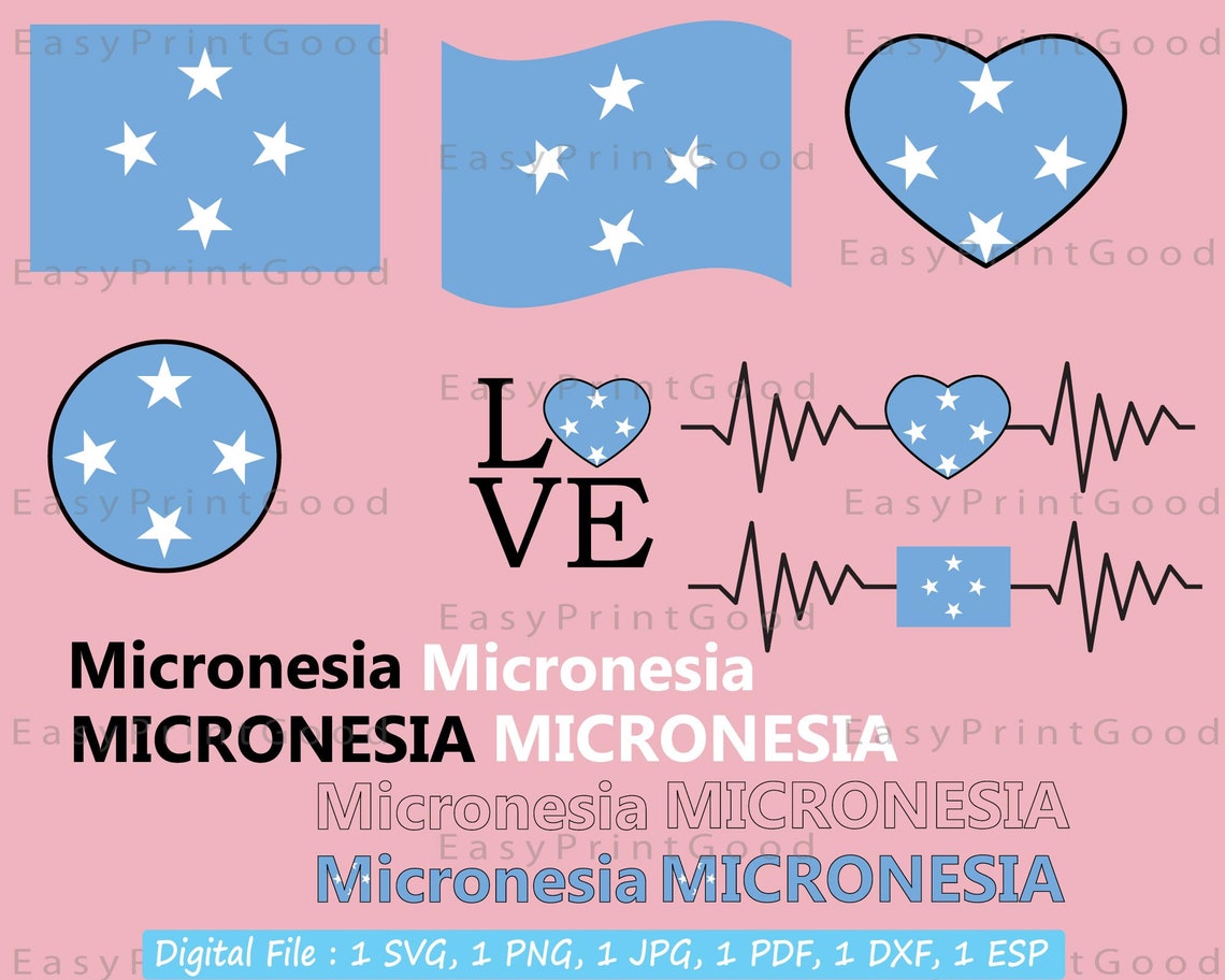 Micronesia Flag Svg Bundle Micronesian Nation Country Banner - Etsy