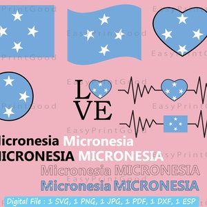 Micronesia Flag Svg Bundle, Micronesian Nation Country Banner, Text ...