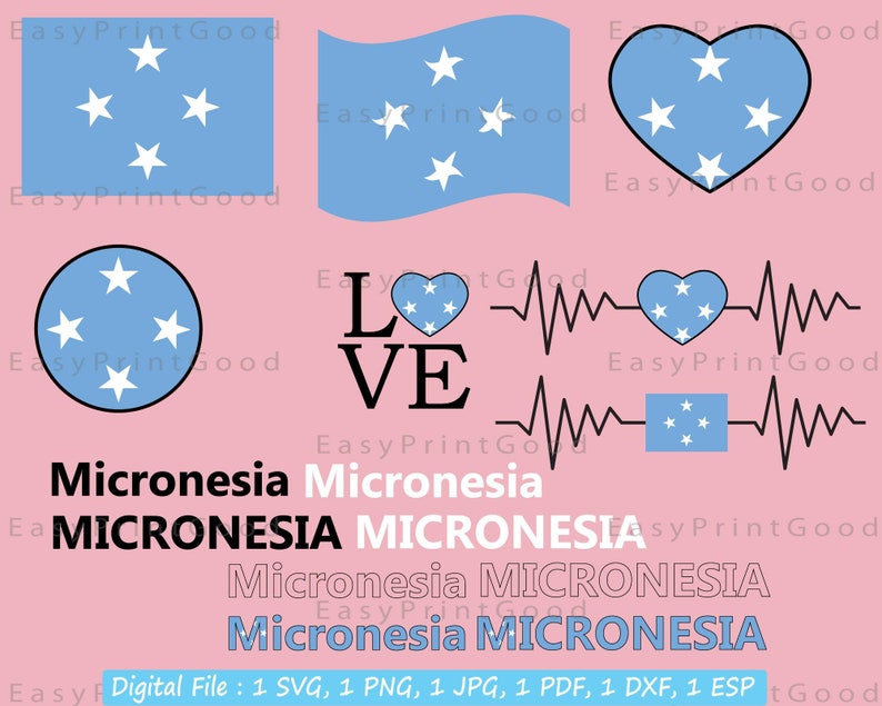 Micronesia Flag Svg Bundle Micronesian Nation Country Banner - Etsy