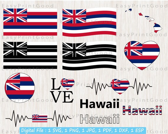 Hawaii State Flag SVG Vector Clip Art HI Flag Waving Flag Cut Files for ...