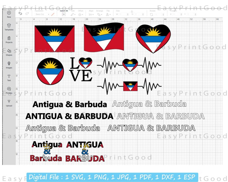 Antigua and Barbuda Flag Bundle Svg Antigua & Barbuda Island | Etsy