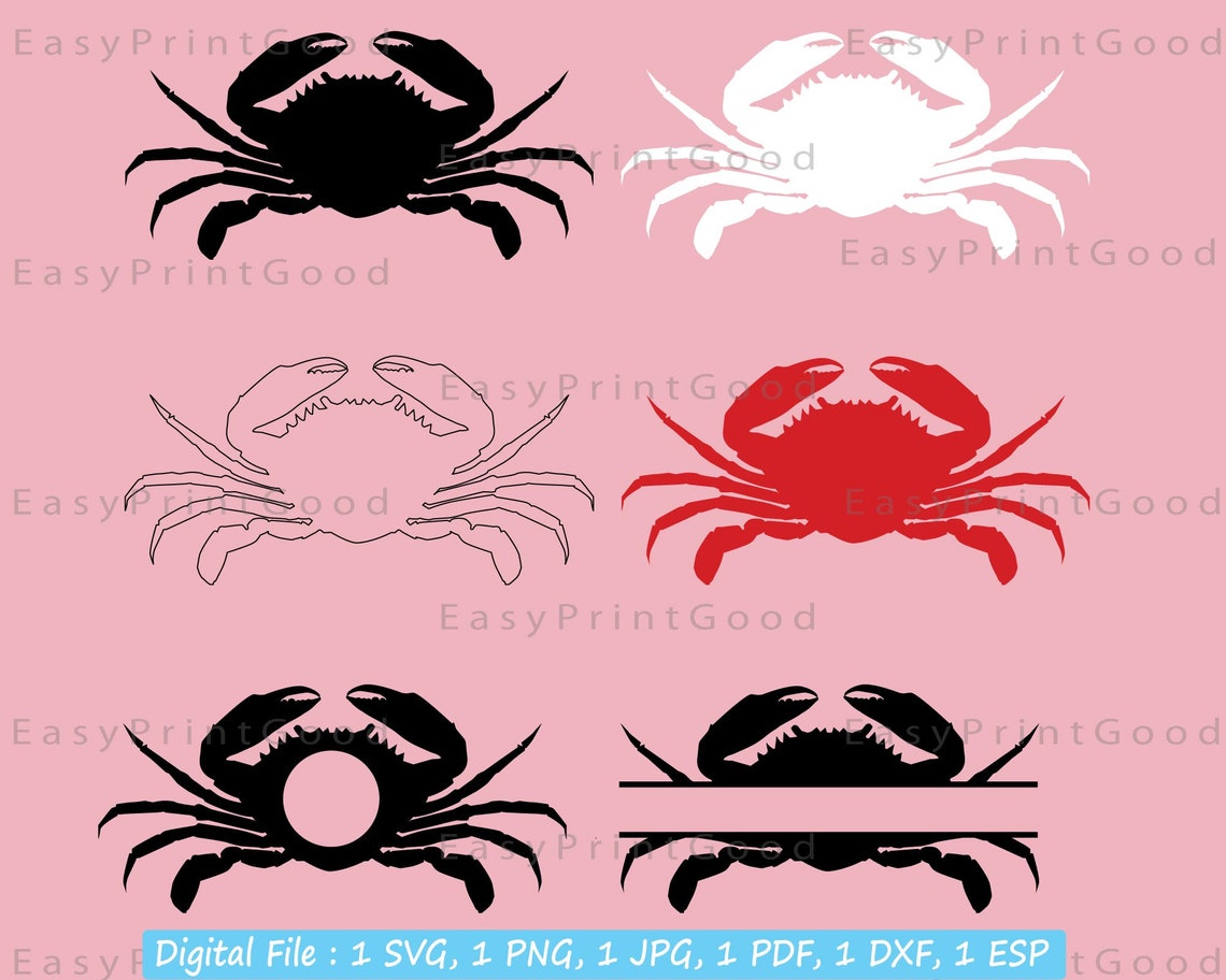 Crab Svg Bundle Crab Clipart Crab Monogram Frames Svg Crab - Etsy