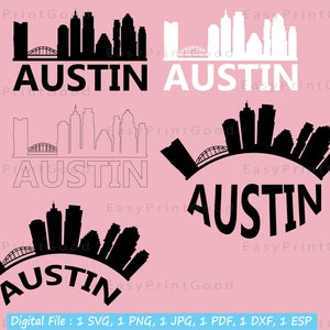 Austin Texas Skyline SVG Bundle: City Silhouette Clipart (digital ...