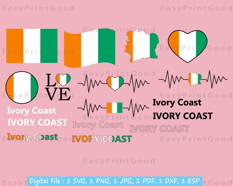 Ivory Coast Flag Bundle Svg Côte D'ivoire National Flag - Etsy