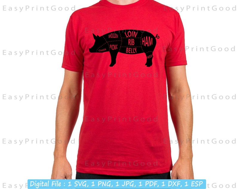 Butcher pig Svg Pig Cut Diagram Pig Pork Butcher Svg Farm | Etsy
