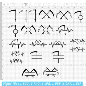 Scythe SVG Bundle, Scythe Monogram Frames, Scythe Logo Svg, Crossed ...