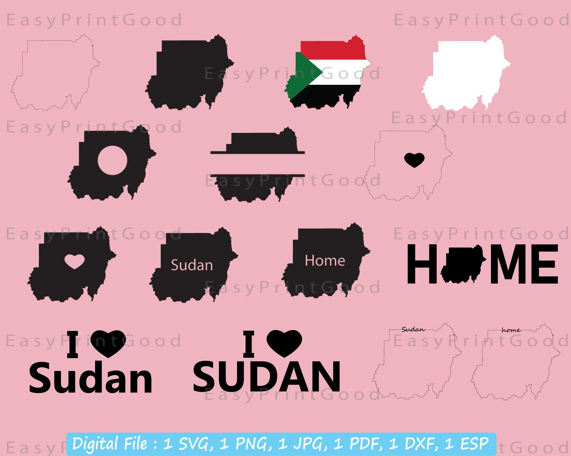 Sudan Svg Bundle Sudan Map Svg Sudanese Clipart Sudan Flag - Etsy