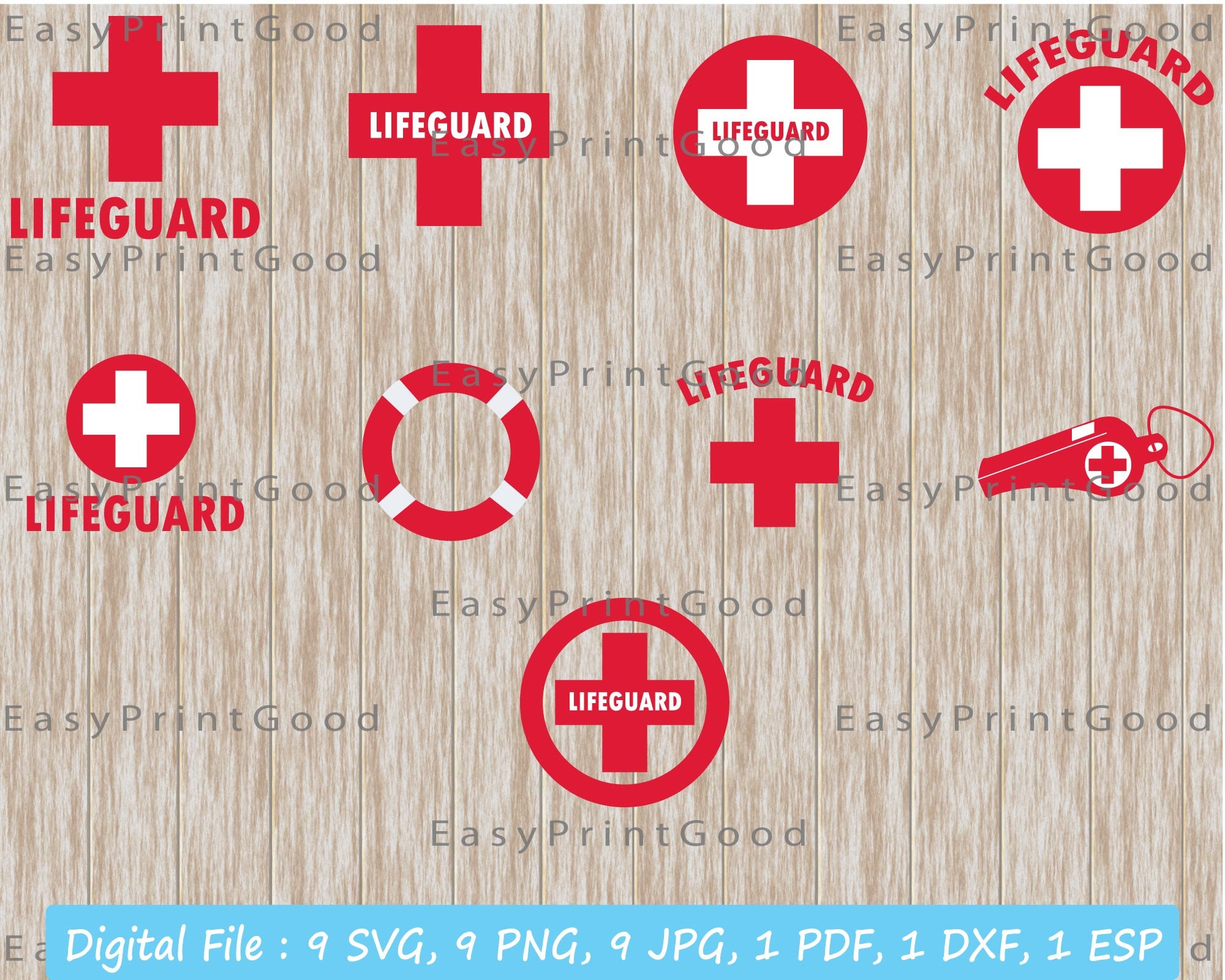 9 Styles Lifeguard Svg Lifeguard Svg Lifeguard Clipart - Etsy