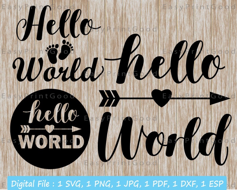 Hello World Svg Baby Svg Hello World Clipart Newborn Svg Hello - Etsy
