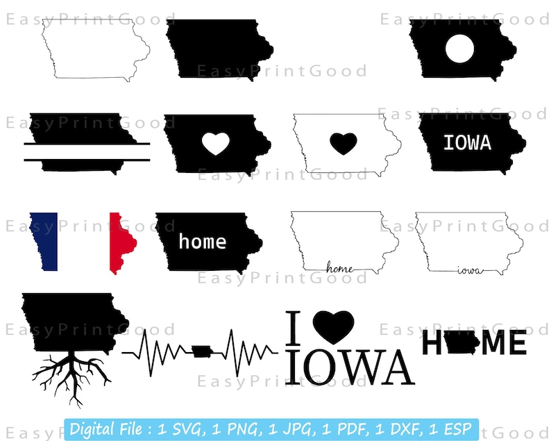 Iowa State Svg Bundle Iowa Map SVG Iowa Map Svg Iowa State | Etsy