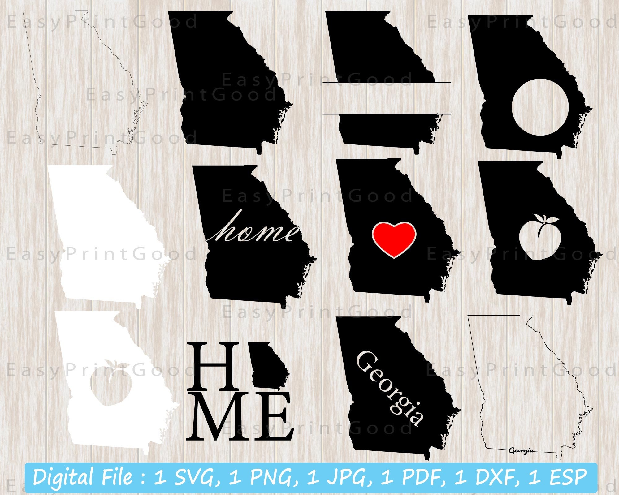 12 Georgia Svg Georgia State Outline Svg Georgia Map - Etsy