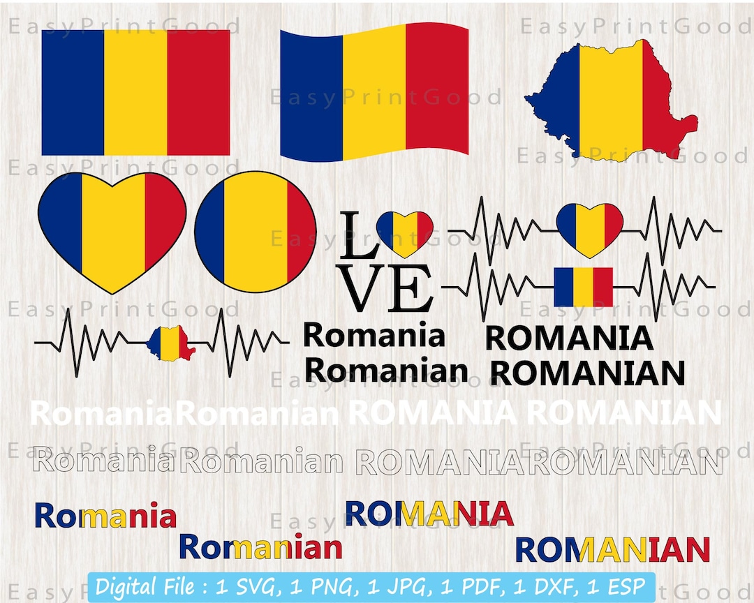 Romania Flag Bundle Svg, Romania Svg, Romanian National Flag, Romania ...