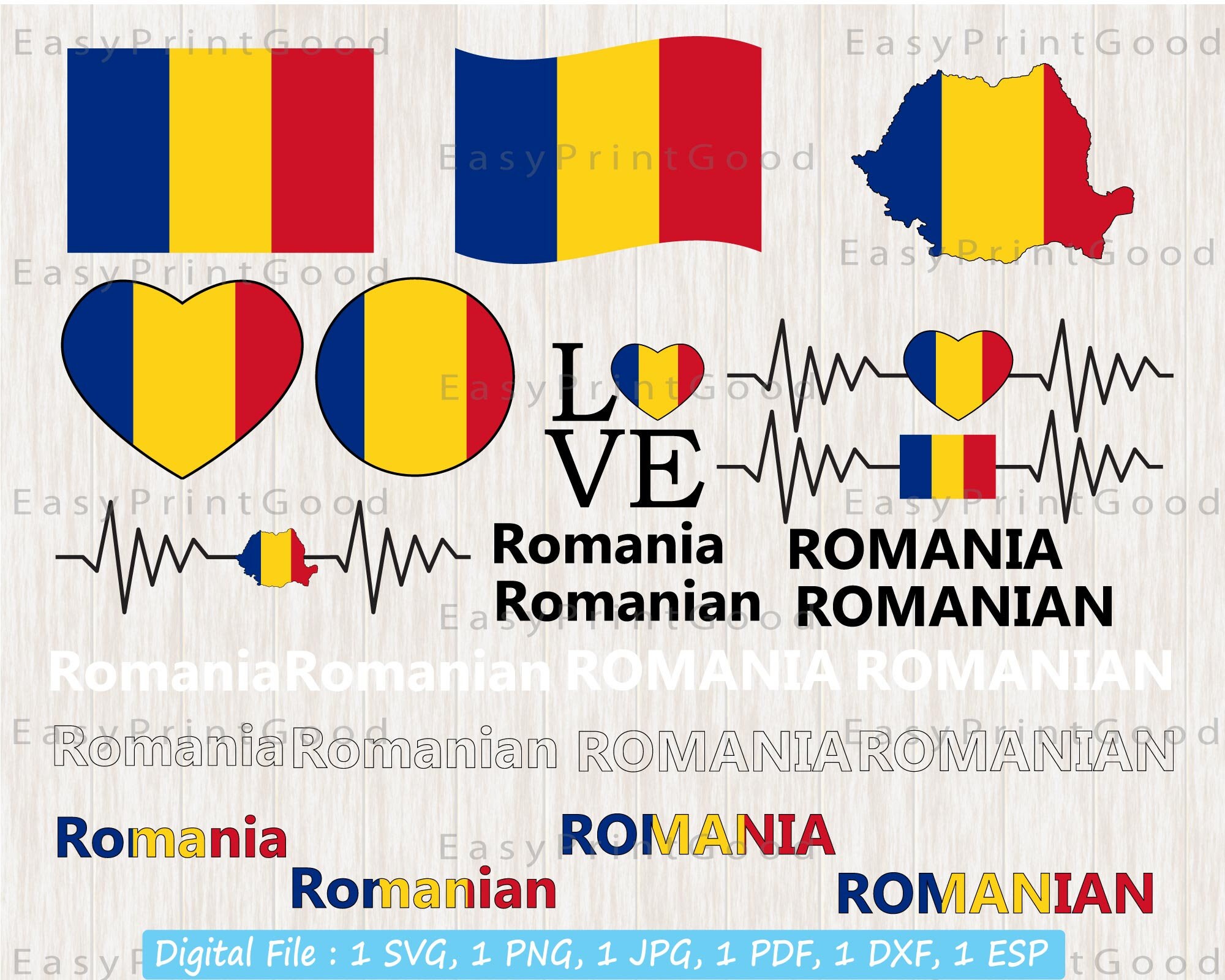 Romania Flag Bundle Svg Romania Svg Romanian National Flag | Etsy