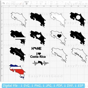 Costa Rica Map Svg Bundle, Costa Rica Map Flag, Costa Rica Clipart ...