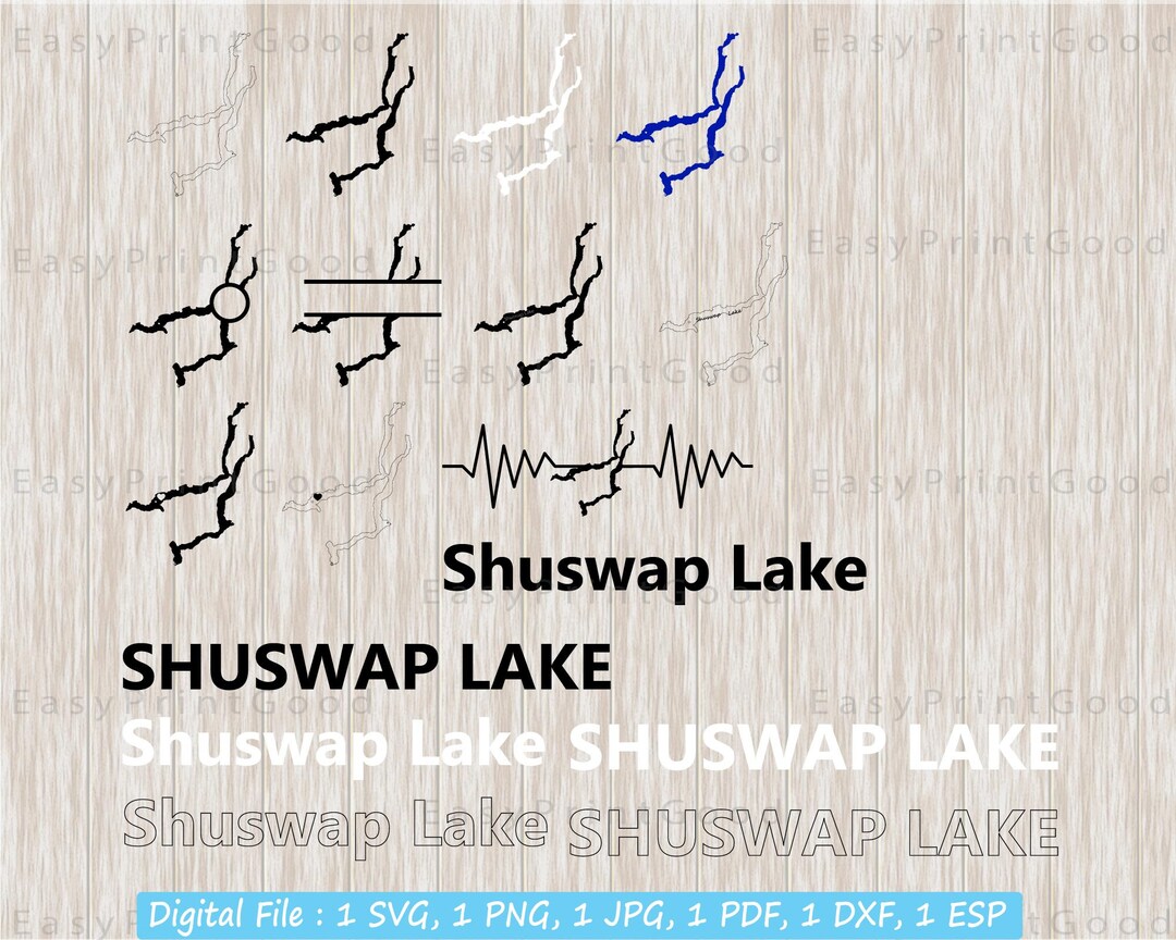 Shuswap Lake Svg Bundle, Outline, British Columbia, Love, Clipart ...