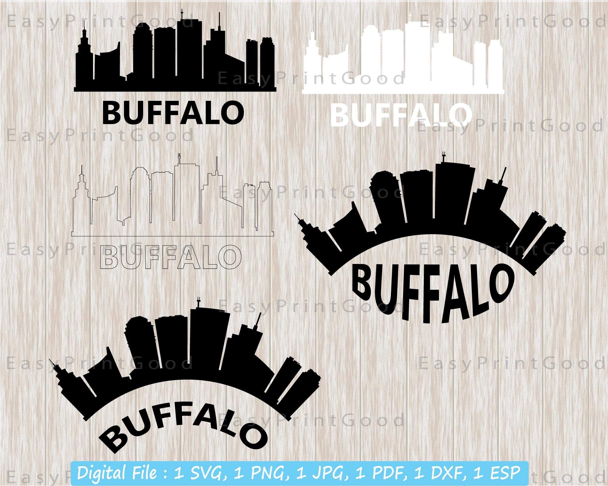 Buffalo Skyline Svg Buffalo Clipart Silhouette Buffalo - Etsy