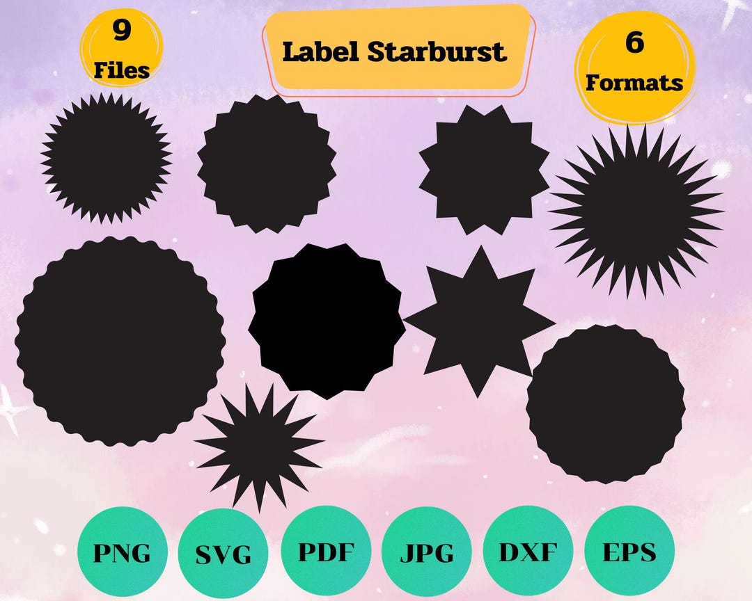 Label, Label Clipart, Starburst Clipart, Label Silhouette, Digital ...