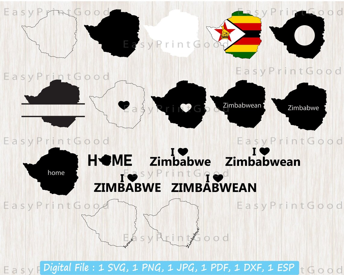 Zimbabwe SVG Bundle Zimbabwe Map Zimbabwean Map Svg - Etsy