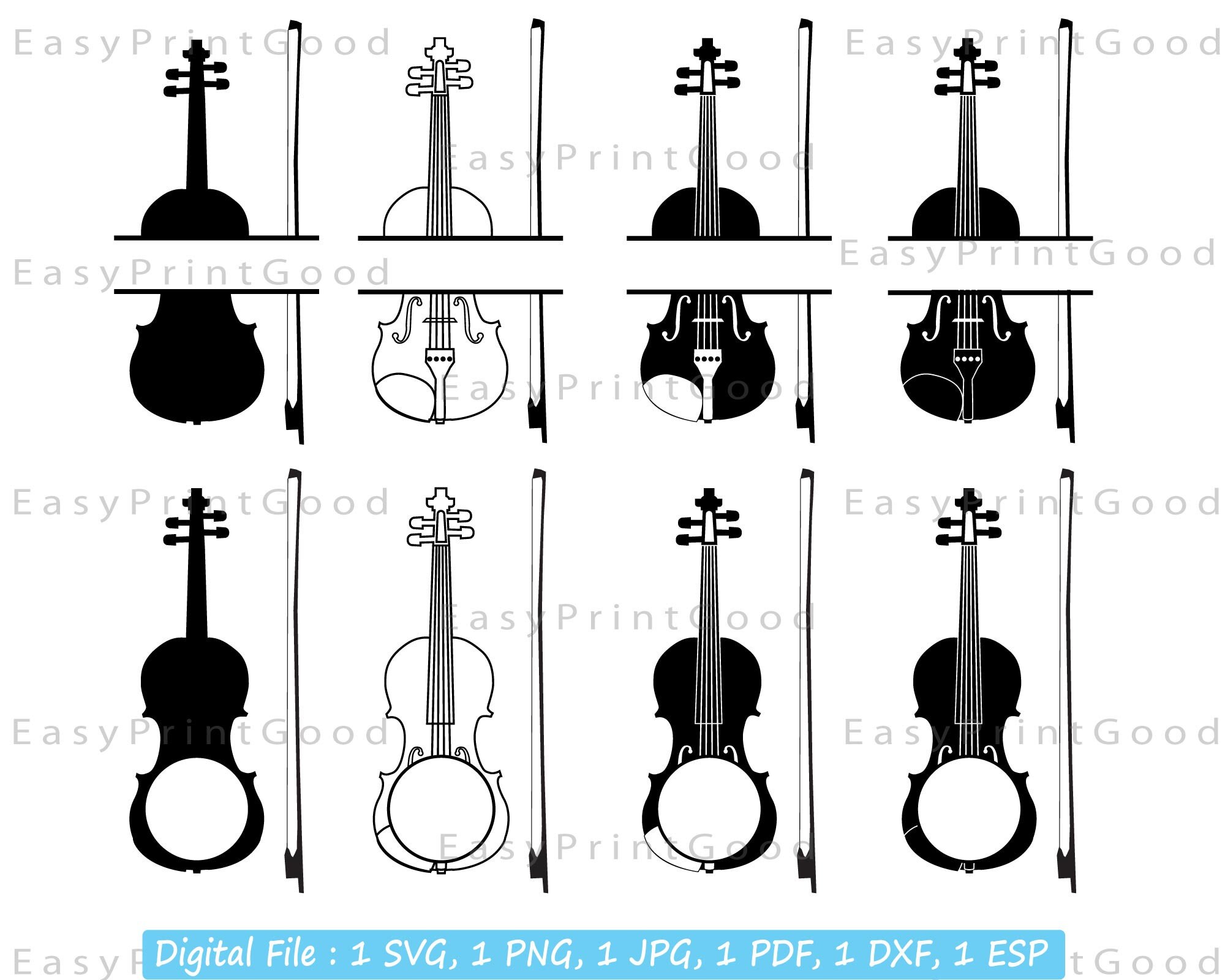 Violin Split Name Frame Svg Violin Svg Violin Clipart Music - Etsy Canada