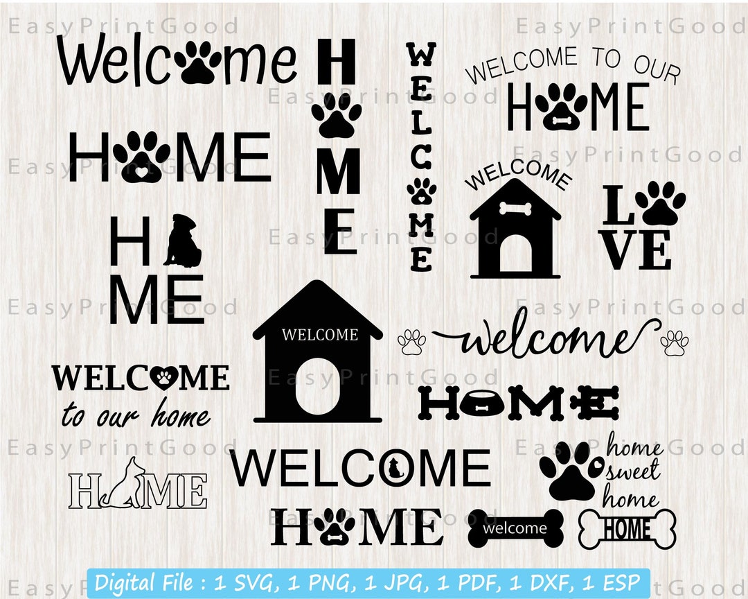 Welcome With Dog Paw Svg, Welcome Home Dog Love, Paw Print, Welcome ...