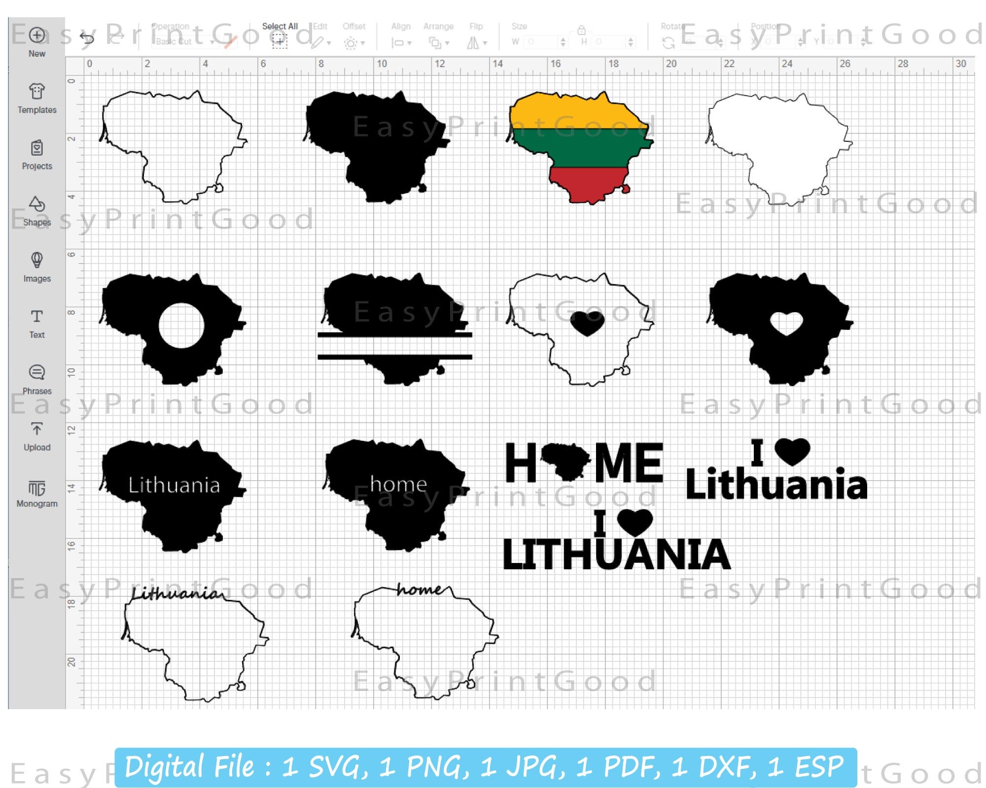 Lithuania Map Svg Bundle Lithuanian Map Flag Svg Lithuania - Etsy