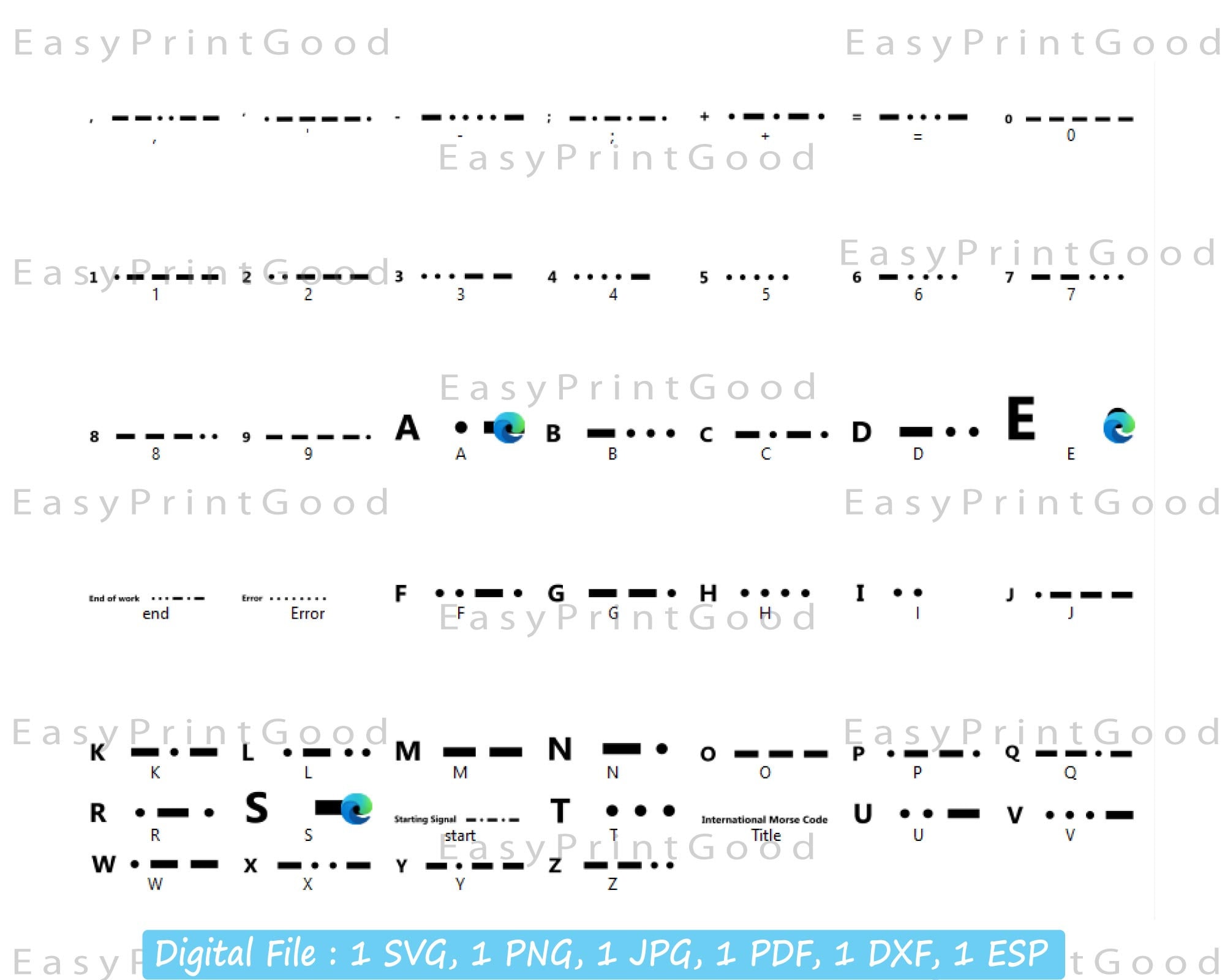 Morse Code Alphabet Svg Morse Code Svg Numbers 0-9 Navy - Etsy UK