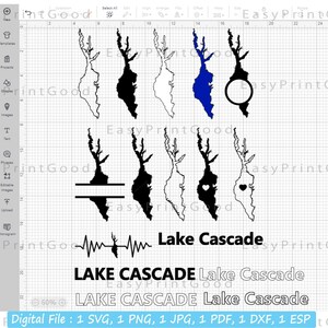 Lake Cascade Svg Bundle, Lake Cascade Outline, Lake Cascade Idaho Map ...