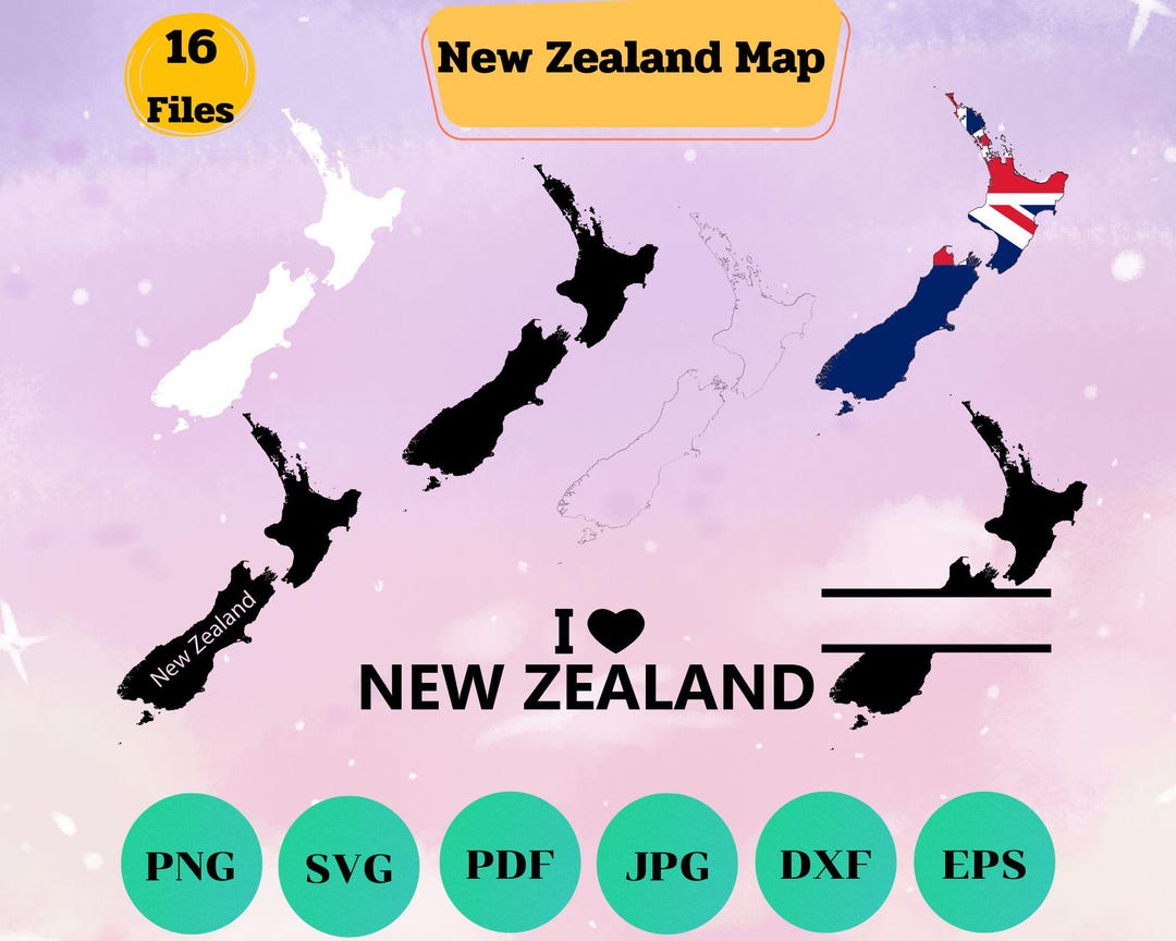 New Zealand Svg Bundle, New Zealand Country, Clipart, Outline, New ...