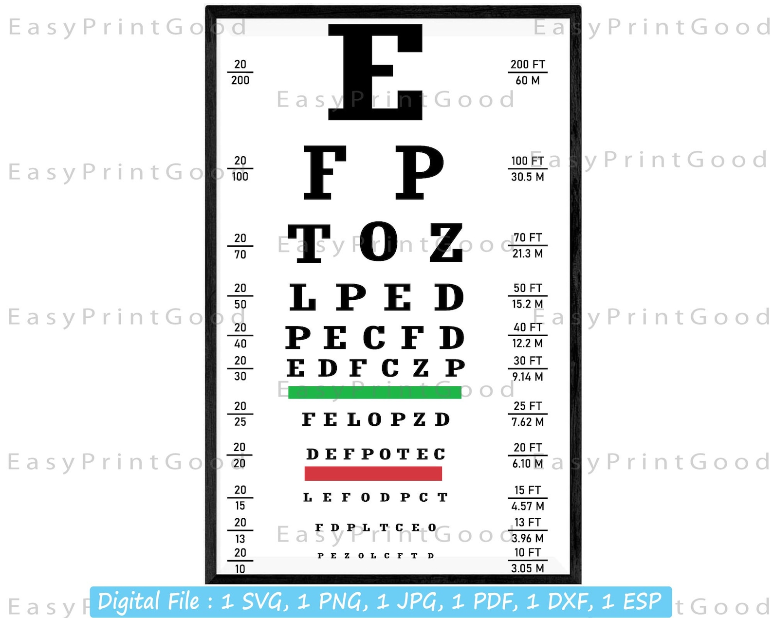 Eye Chart SVG: Vision Test Clipart, Medical Clinic Decor (digital ...