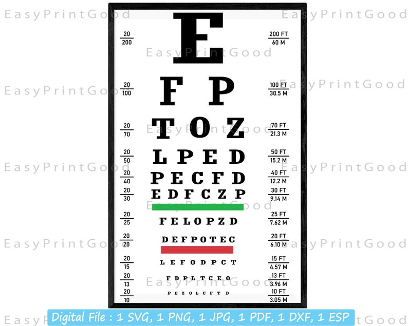 Eye Chart SVG: Vision Test Clipart, Medical Clinic Decor (digital ...