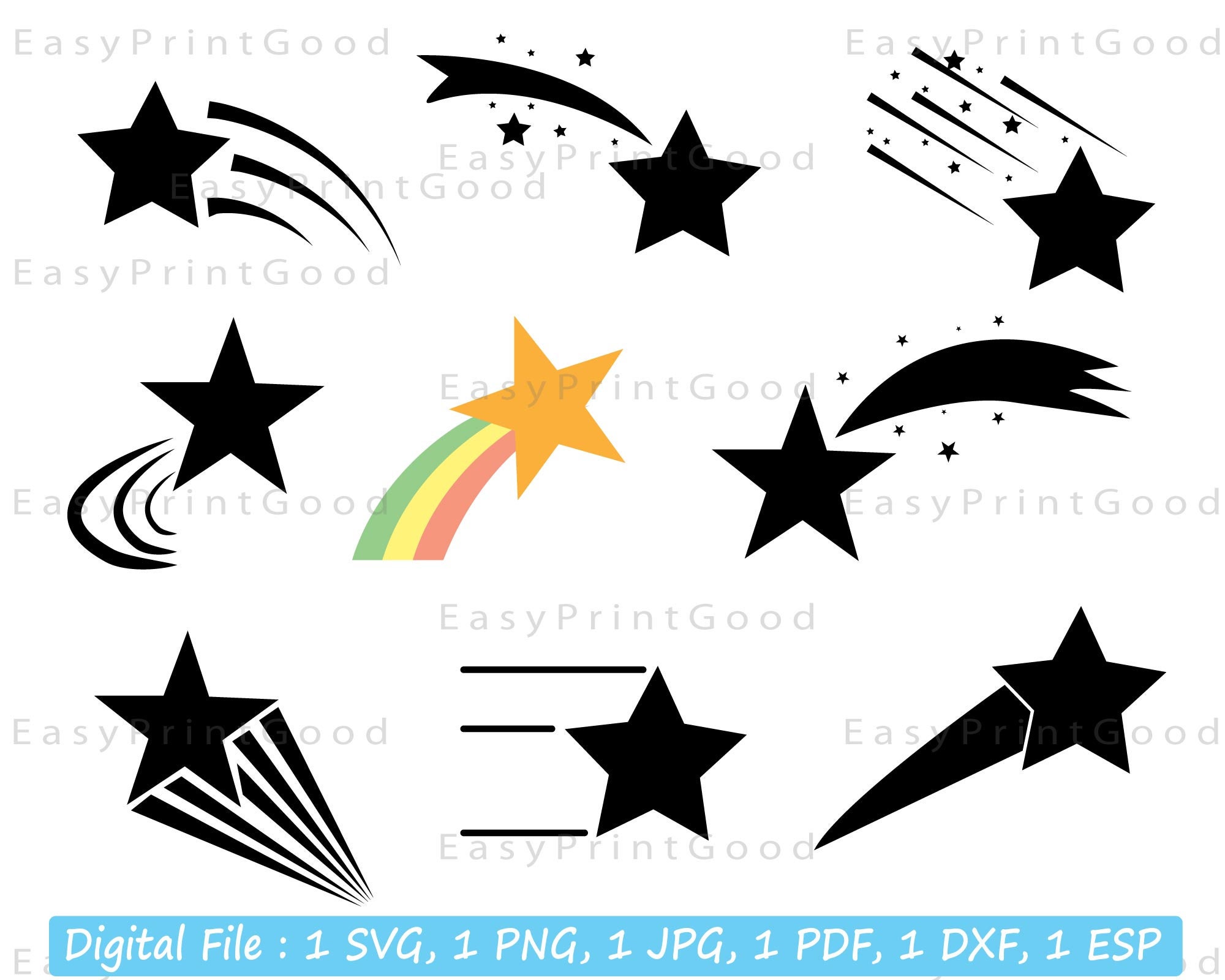 Shooting Star SVG Bundle Shooting Star Svg Falling Stars | Etsy