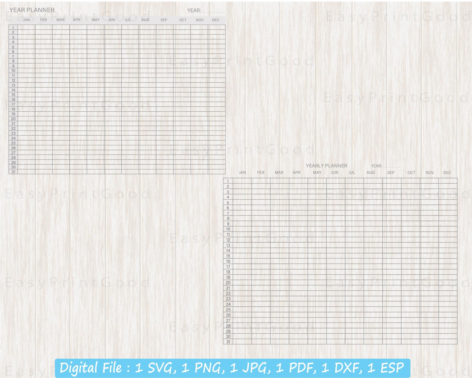 Undated Yearly Planner Full Year Printable Planner Undated | Etsy