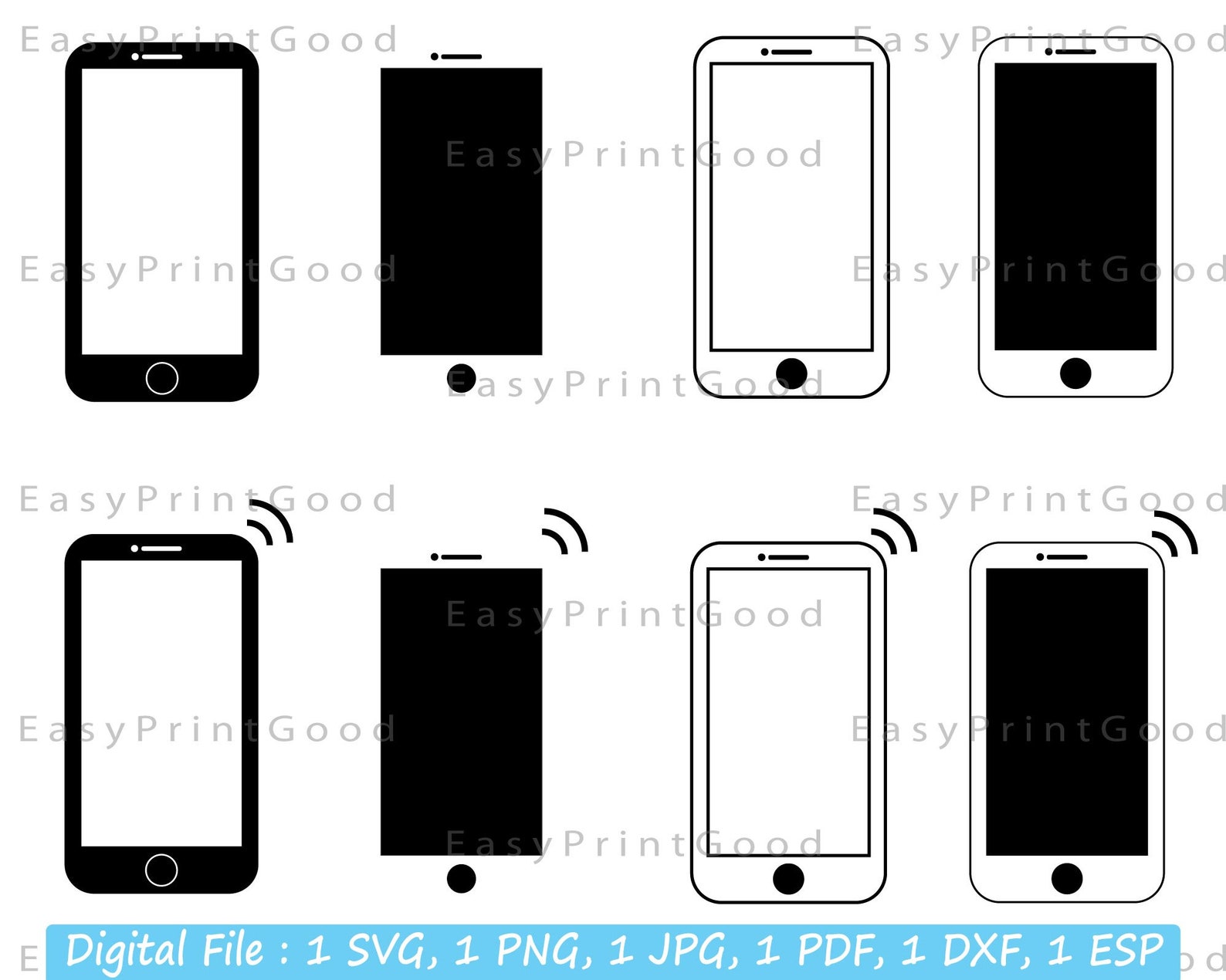 Phone Svg Cell Phone Svg Phone Clipart Cell Phone Clipart | Etsy