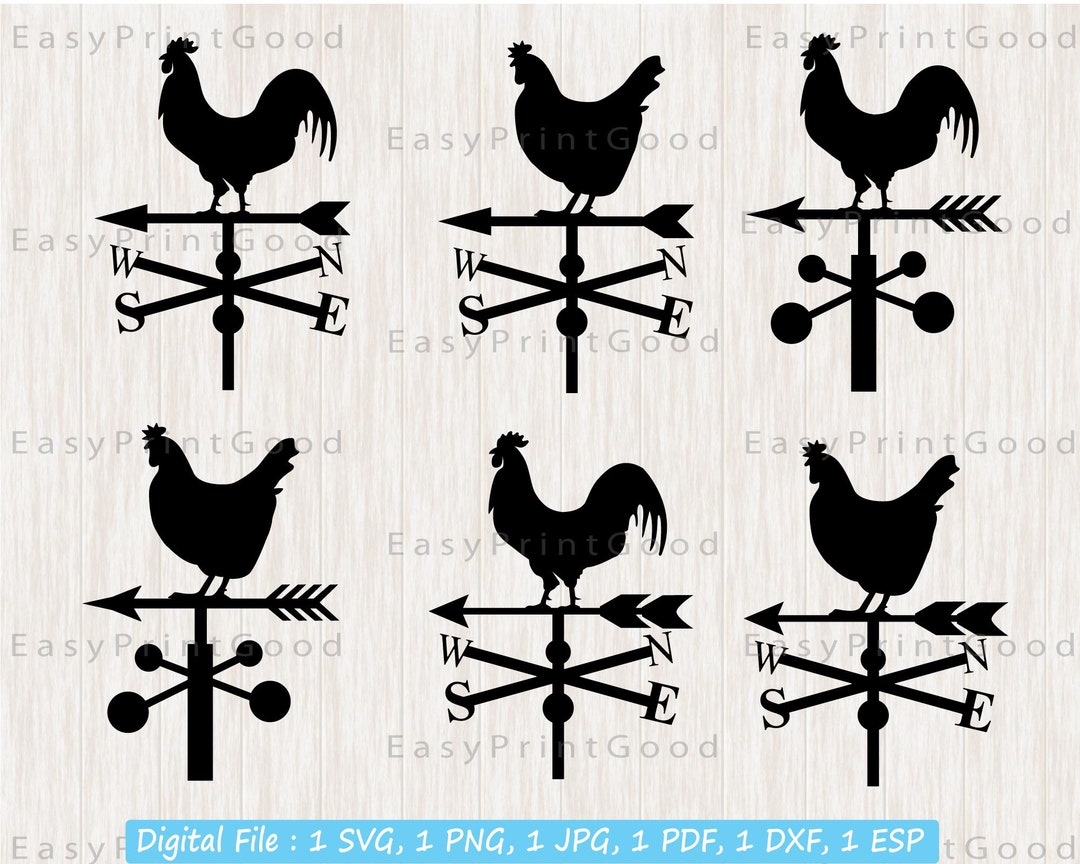 Rooster Weather Vane SVG: Farmhouse Wind Vane Clipart (digital Download ...