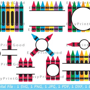 Crayon Split Monogram Svg, Crayon Svg, Back to School Svg, Crayon ...