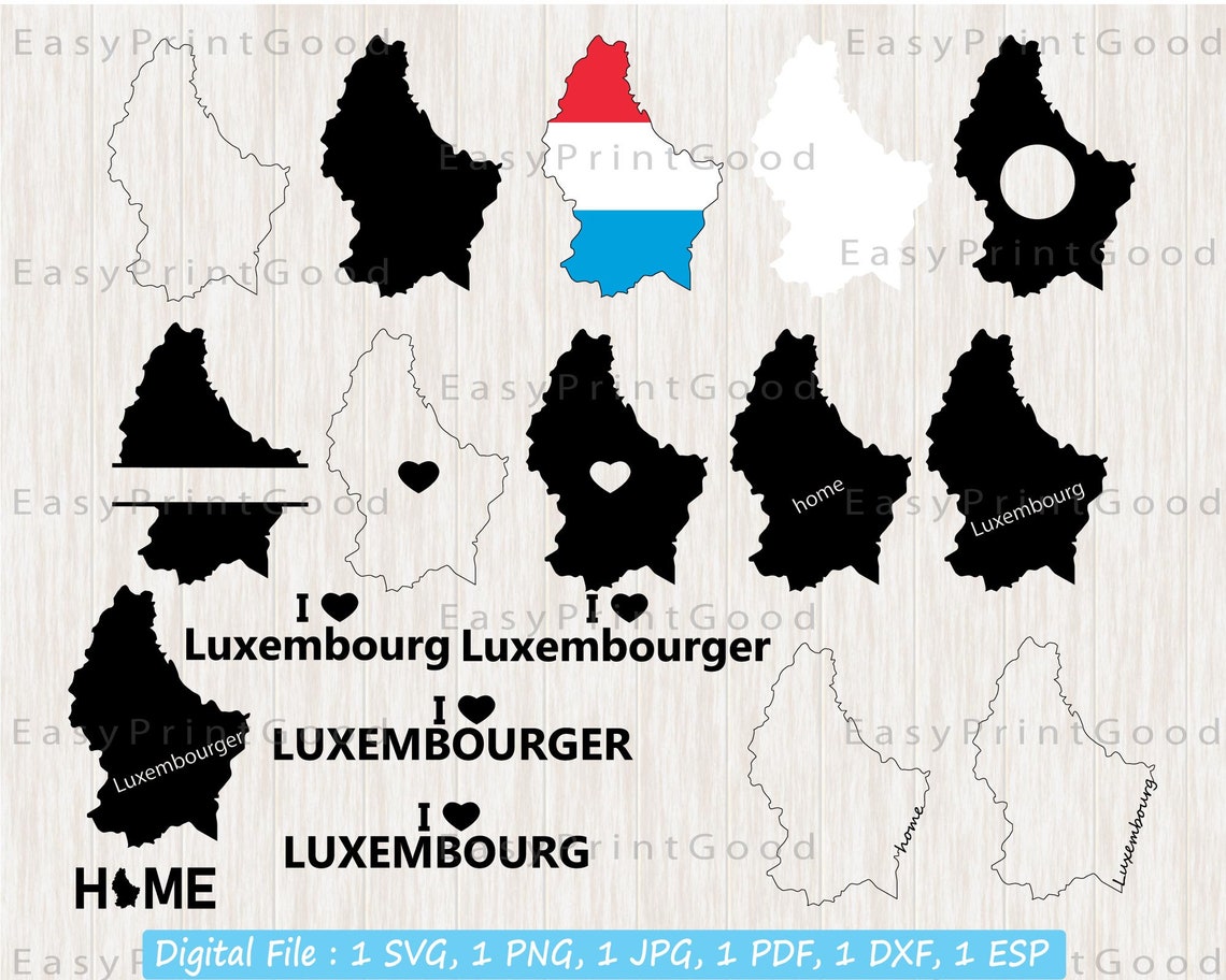 Luxembourg Svg Bundle Luxembourg Map Outline Love Home | Etsy