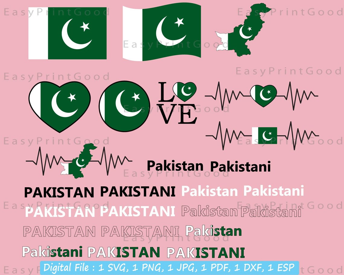Pakistan Flag Svg Bundle Pakistan National Flag Love - Etsy