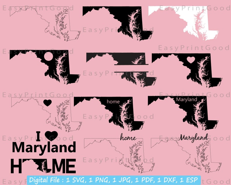 Map of Maryland Svg Maryland Svg Bundle Maryland State - Etsy