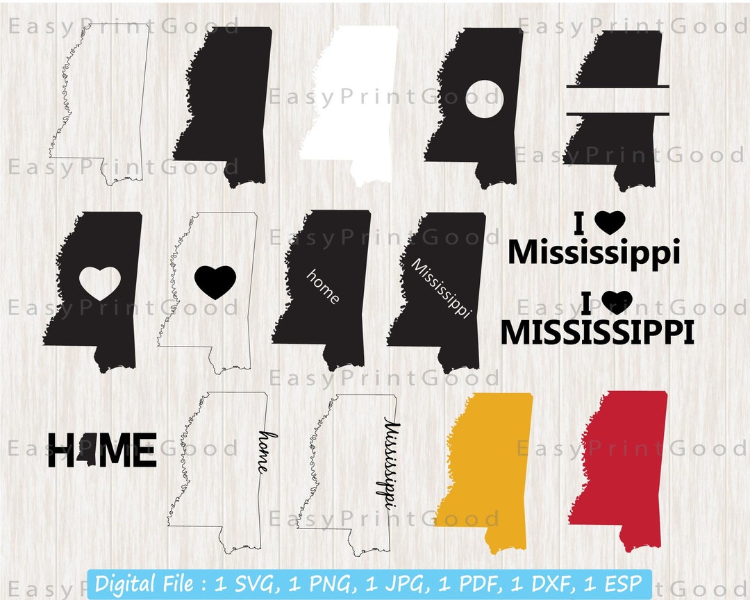 Mississippi State Svg Bundle, Mississippi Map Svg, Mississippi State ...