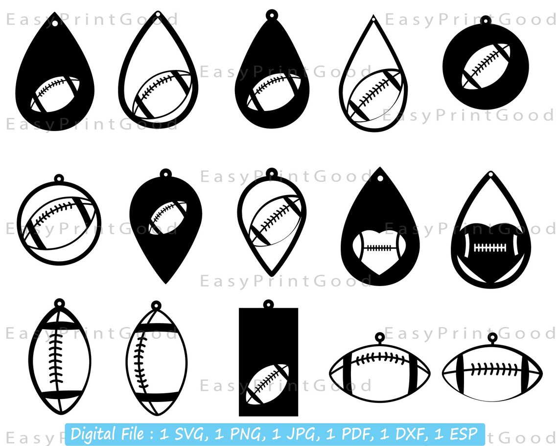 Football Earrings Template Svg Football Leather Earrings - Etsy