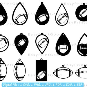 Football Earrings Template Svg, Football Leather Earrings, Leather ...