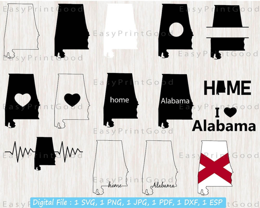Alabama State Svg, Alabama State Clipart, Alabama Outline Svg, Alabama ...
