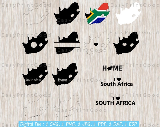 South Africa Svg, South African Map Outline Svg - PNG - DXF - Glowforge ...