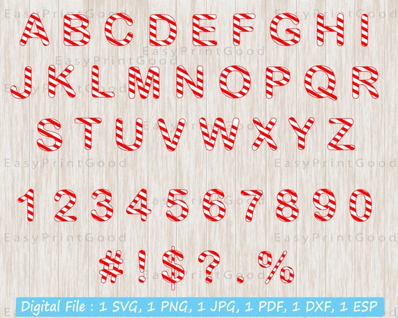 Christmas Font Svg A Double Layered Cut File Candy Cane | Etsy